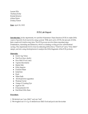 Gel electrophoresis lab report - Aislynn George Kyra Dones Soria Bailey ...