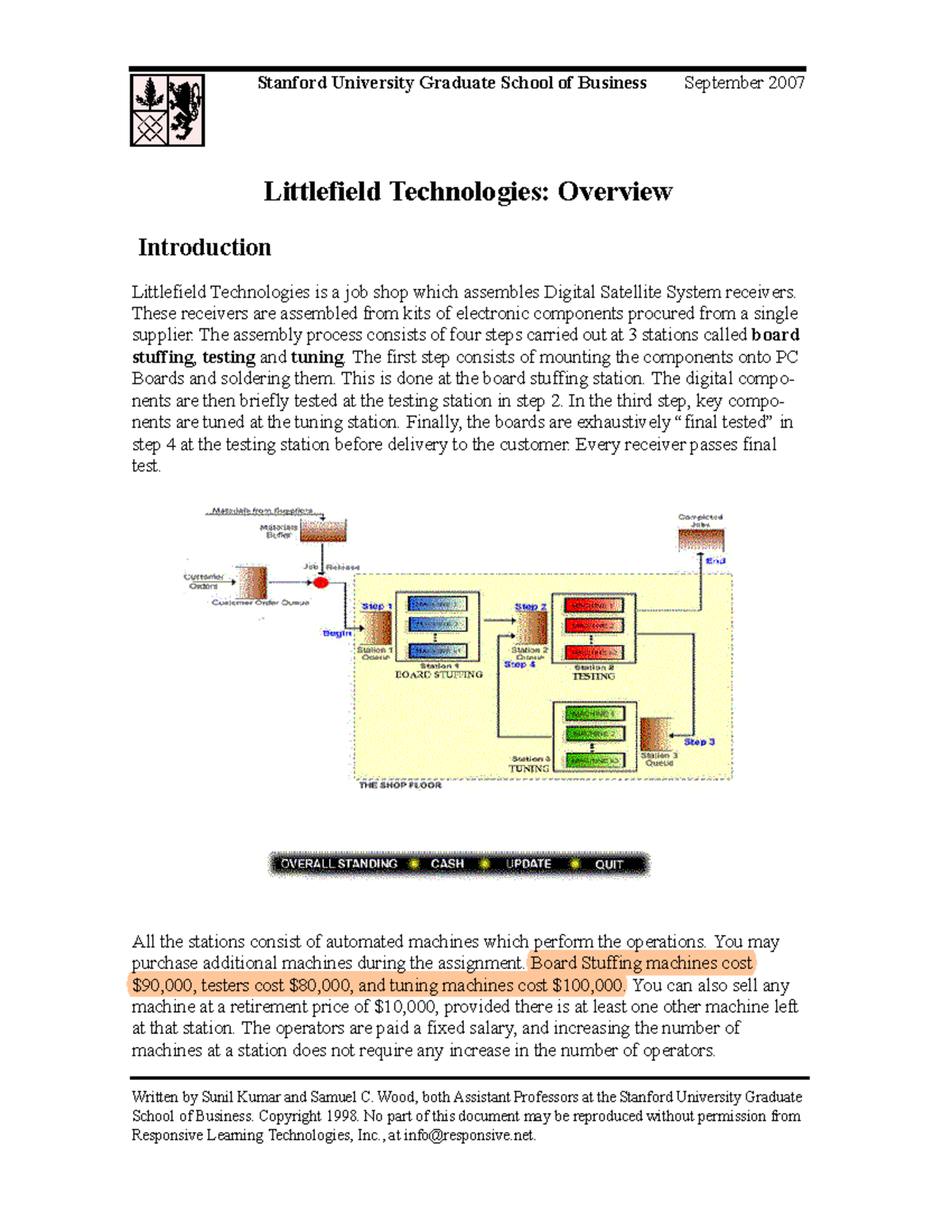 Littlefield game overview - Stanford University Graduate School of ...