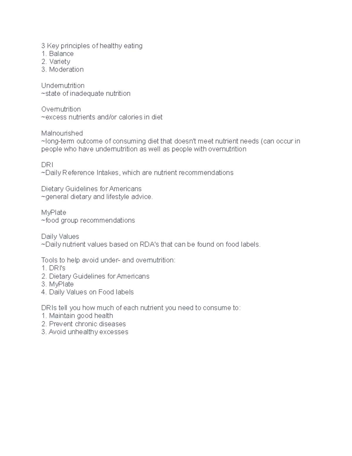 Nutrition chapter 2 - Lecture reviewer - 3 Key principles of healthy ...