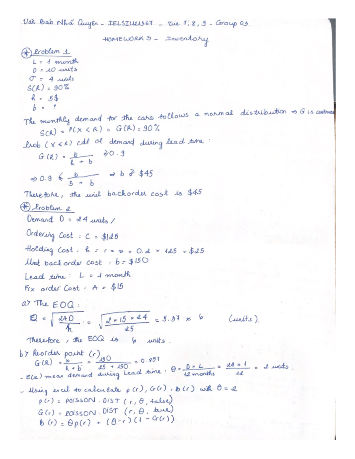 Inventory-Homework-3 - Logistics and supply chain design - Studocu