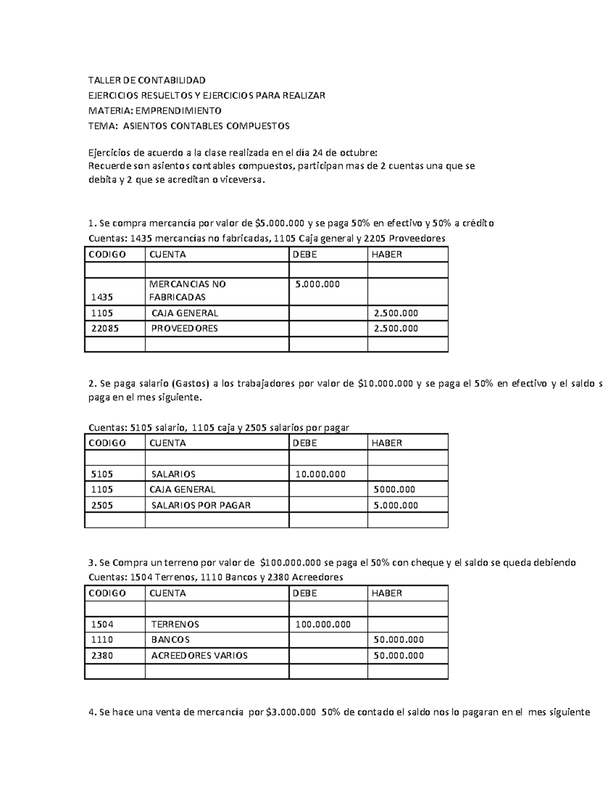 Cuentas T - TALLER DE CONTABILIDAD EJERCICIOS RESUELTOS Y EJERCICIOS ...