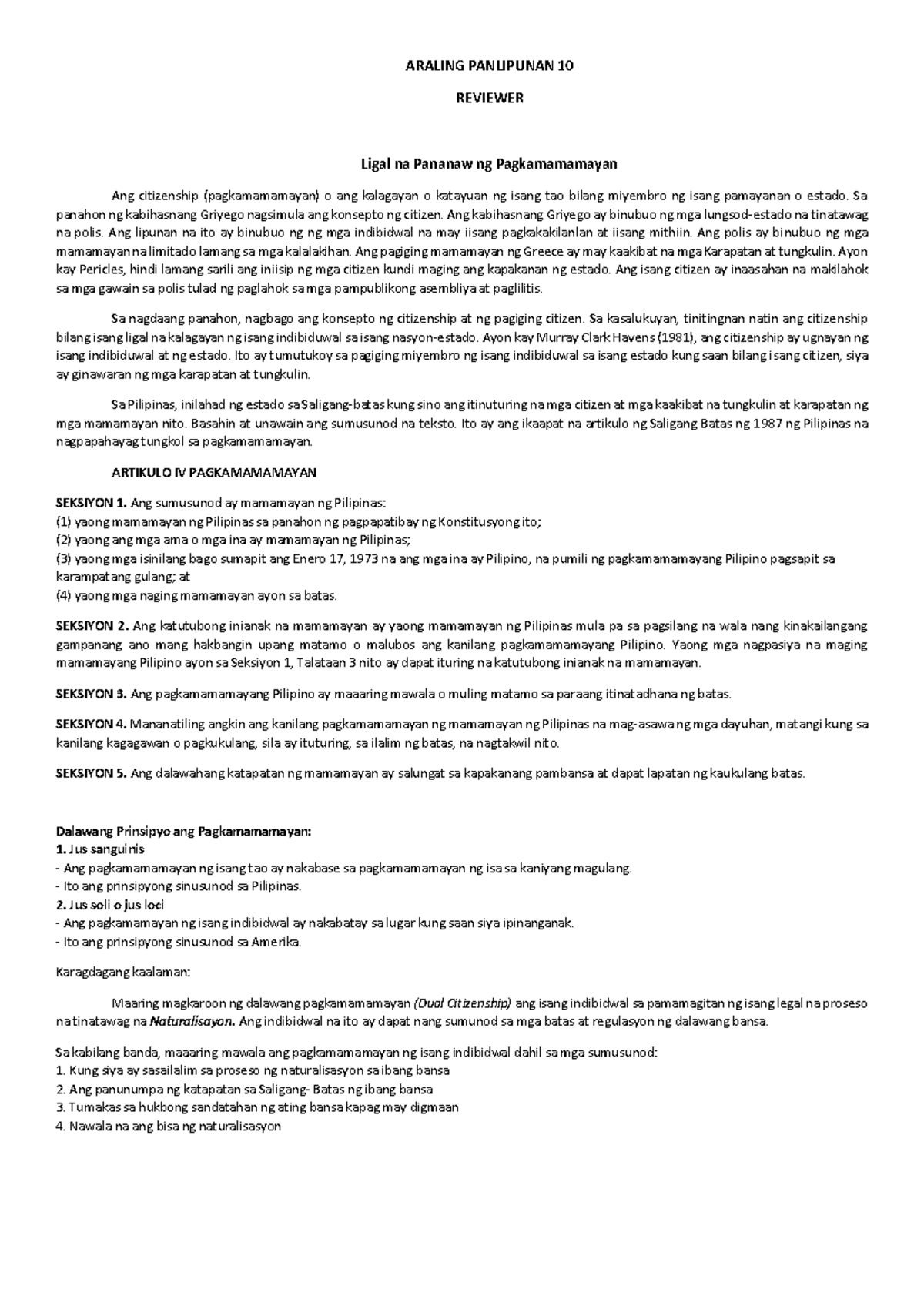 AP-10-Reviewer - Just donwload - ARALING PANLIPUNAN 10 REVIEWER Ligal ...