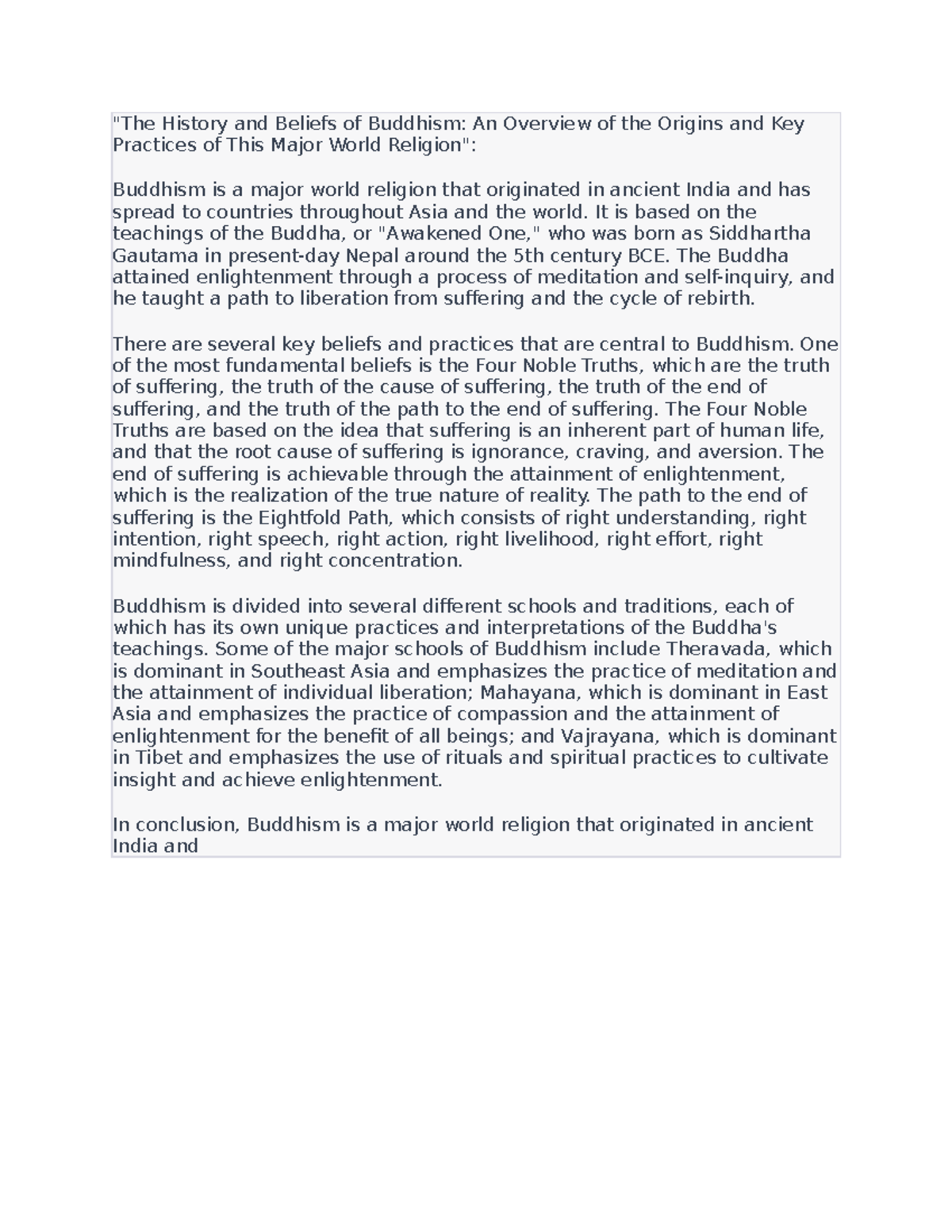 The History and Beliefs of Buddhism - It is based on the teachings of ...