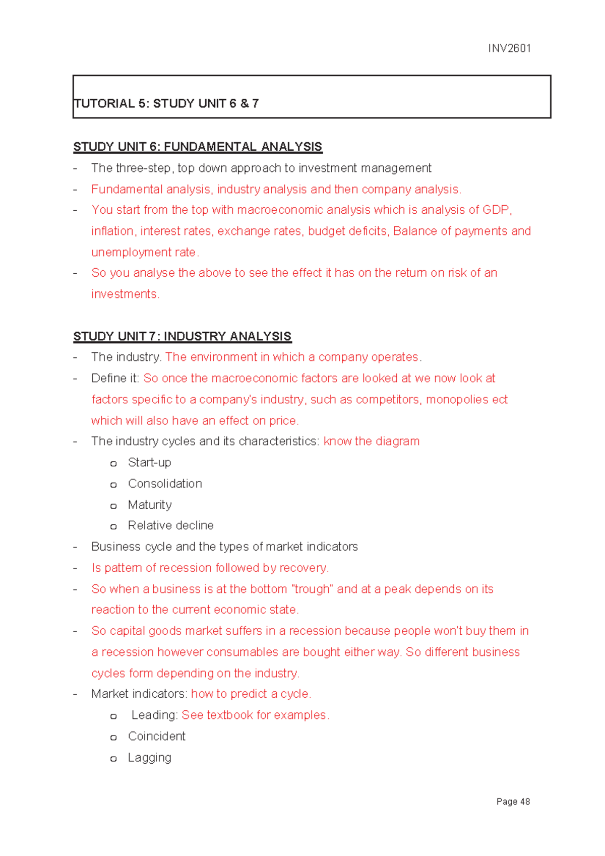 Tutorial 5 - Notes fundamental analysis and industry analysis - INV ...