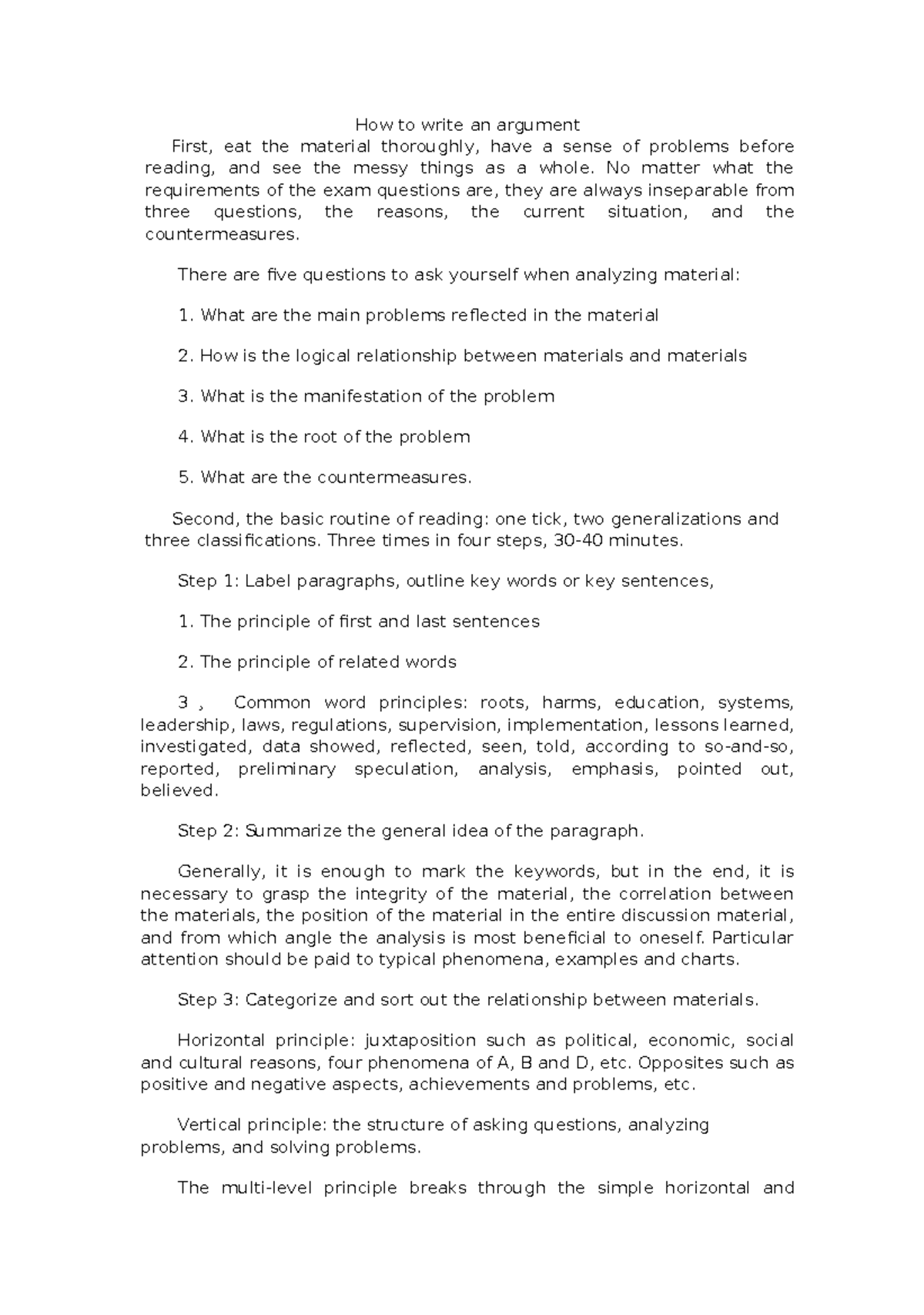 How to write an argument - How to write an argument First, eat the ...