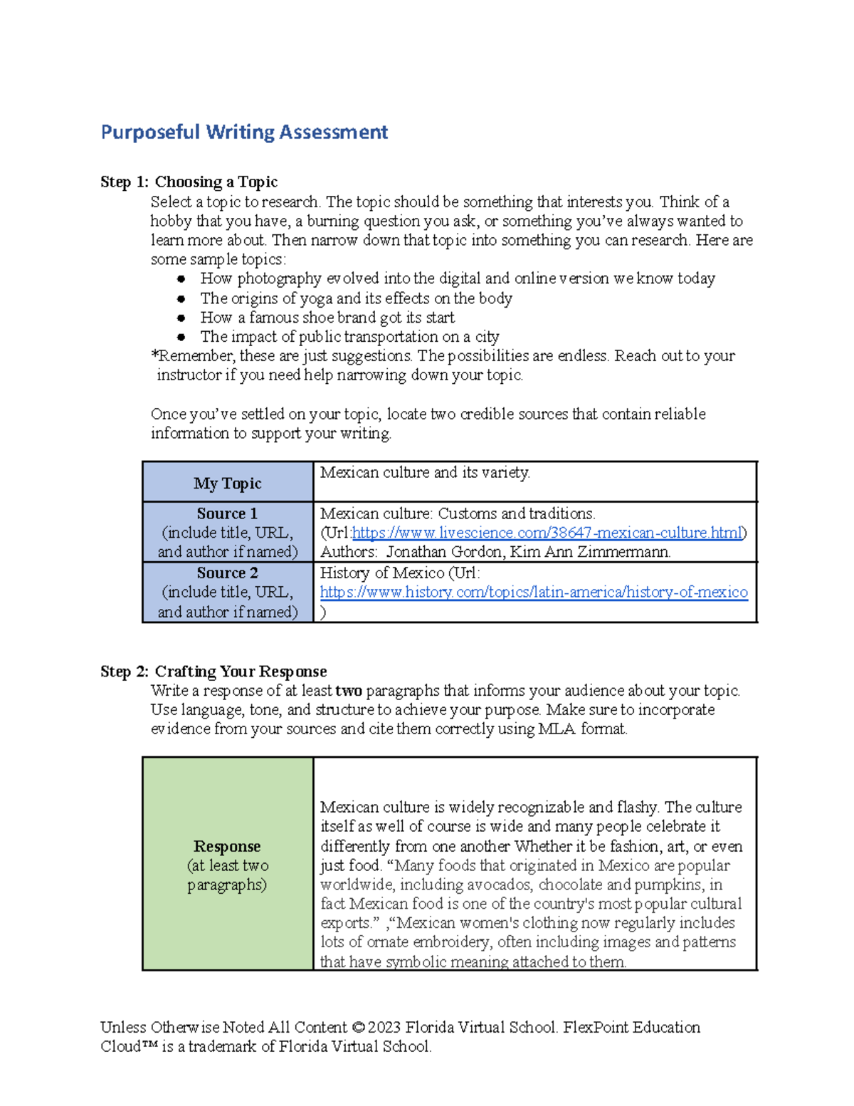 Writing assesment - Purposeful Writing Assessment Step 1: Choosing a ...