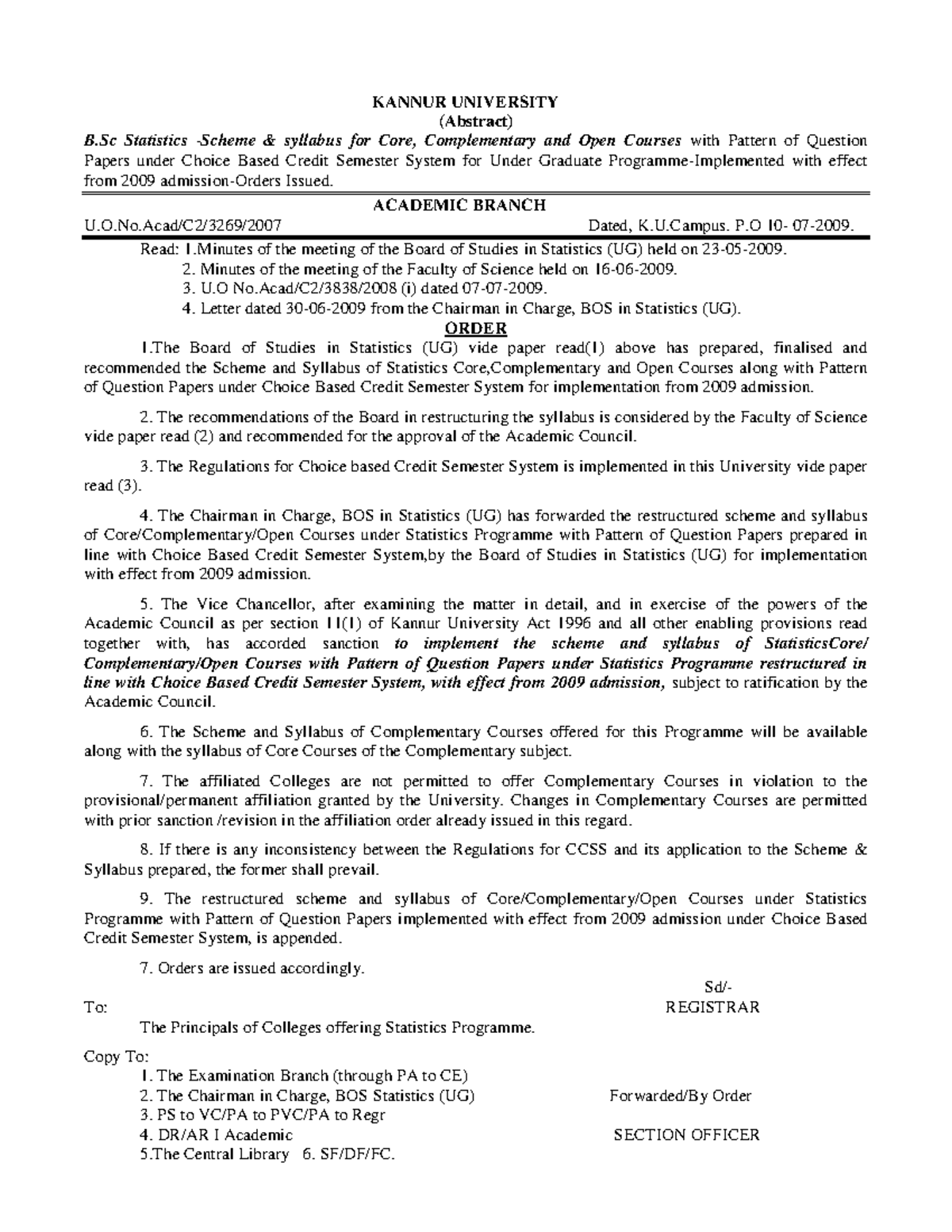 Design of experiments - KANNUR UNIVERSITY (Abstract) B Statistics ...