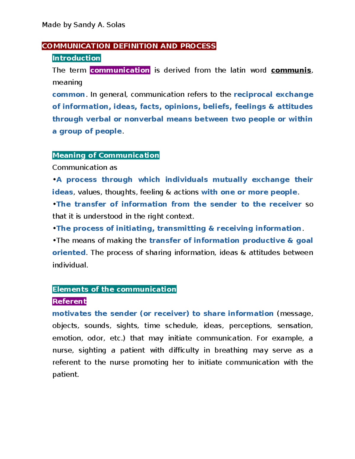 Purcomm - Prelim Reviewer - COMMUNICATION DEFINITION AND PROCESS ...