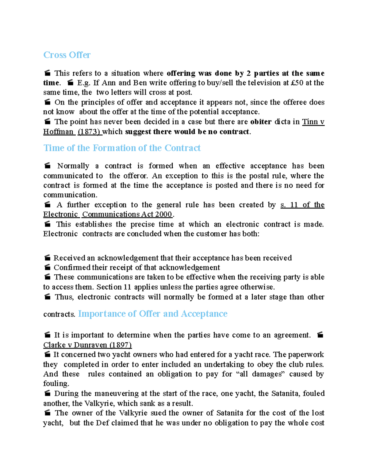 LAW 002 v01 - Lecture notes 3 - Cross Offer This refers to a situation ...