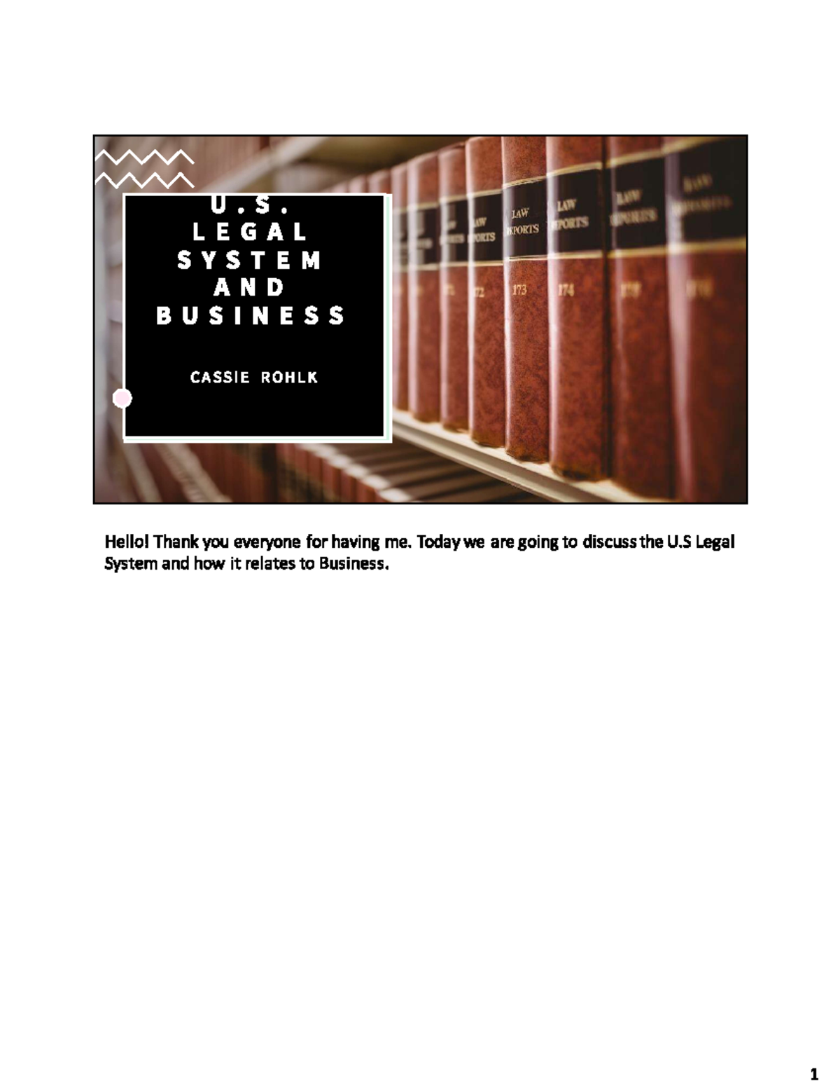 Bus 206 Project 1 - U LAW LEGAL EPORTS SYSTEM AND 173 174 BUSINESS ...