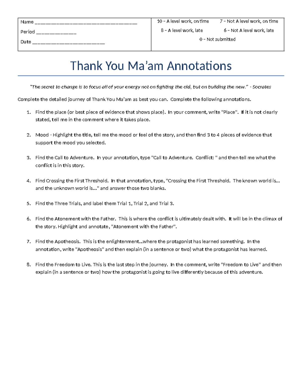19. Thank You Ma'am Annotations - Name ...