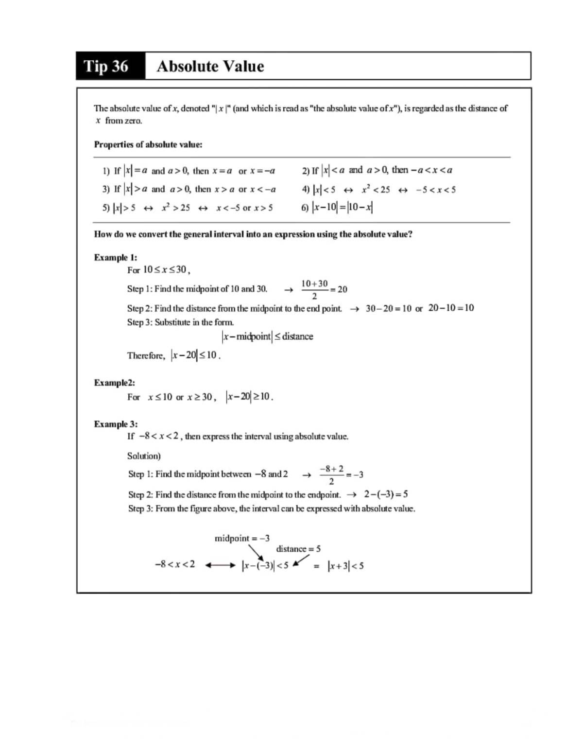 #36-45 - adsf - Tip 36 Absolute Value The absolute value of x, denoted ...