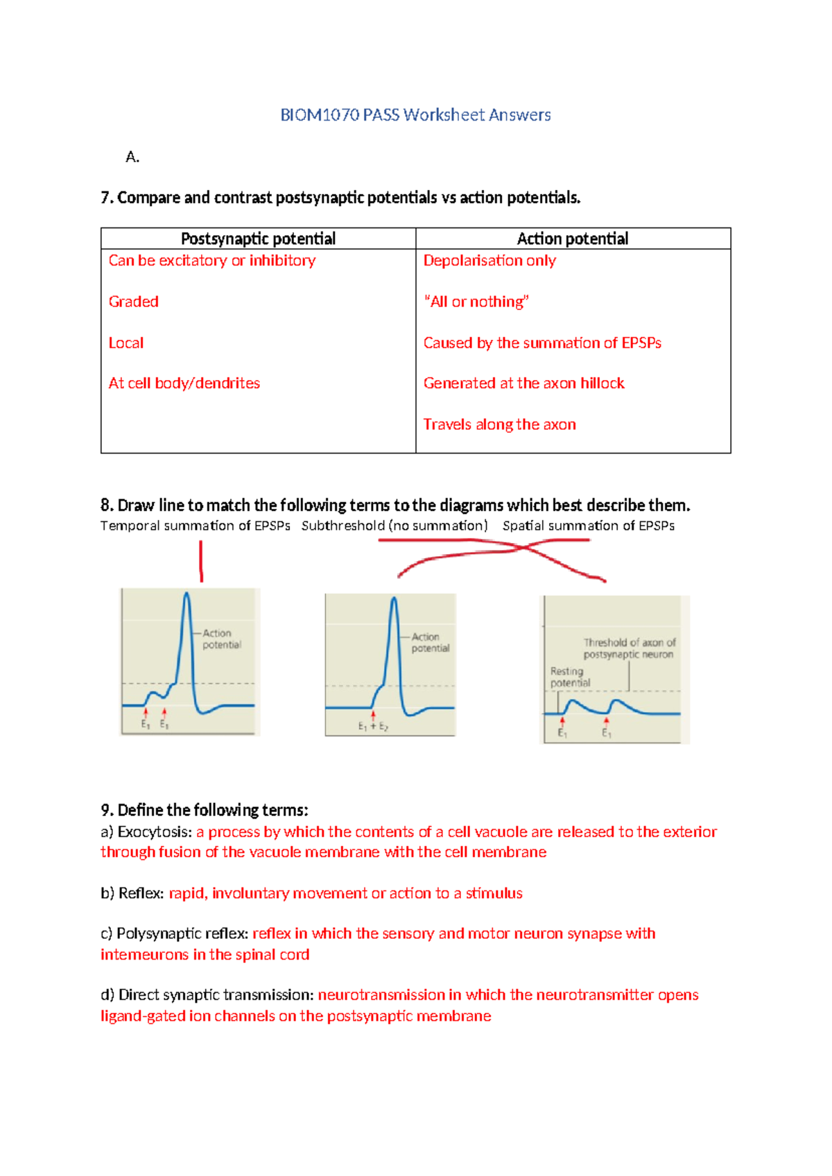 Week 9 - PASS Worksheet 2 - BIOM1070 PASS Worksheet Answers A. 7 ...