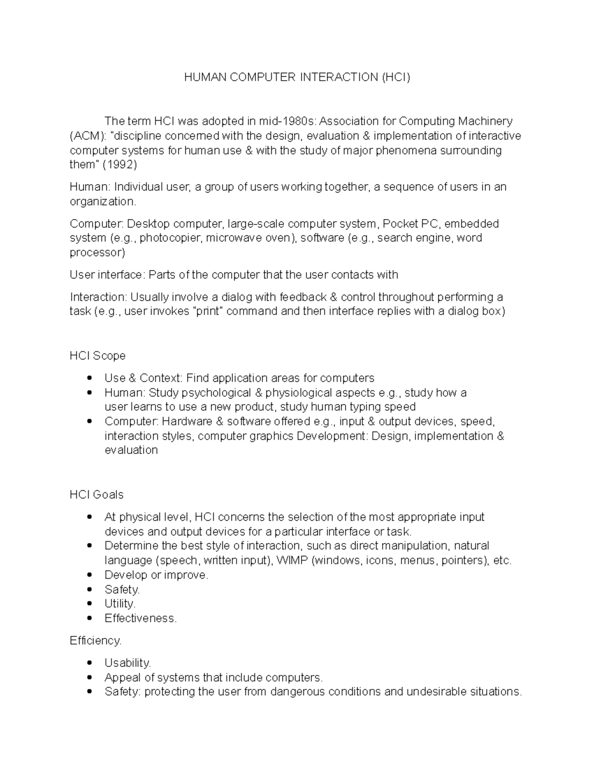 Human Computer Interaction - HUMAN COMPUTER INTERACTION (HCI) The term ...