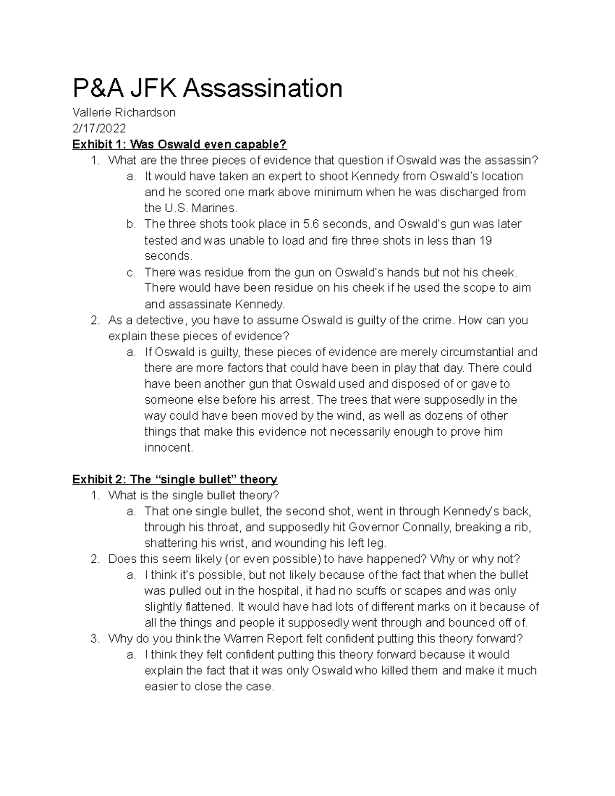 ENC JFK Assassination - Professor Stephanie Hayes - P&A JFK ...