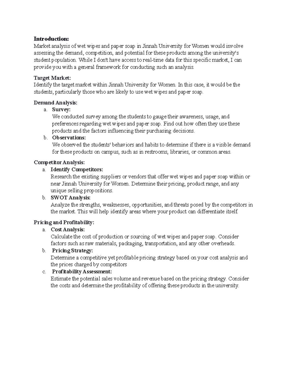 Edited file - Introduction: Market analysis of wet wipes and paper soap ...
