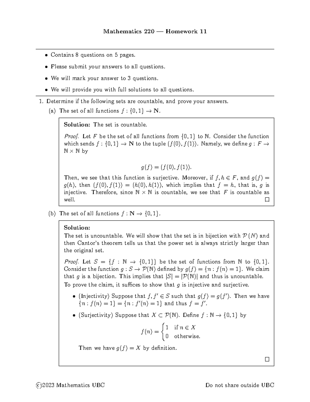 Hw 11 Solutions - Contains 8 questions on 5 pages. Please submit your answers to all questions ...