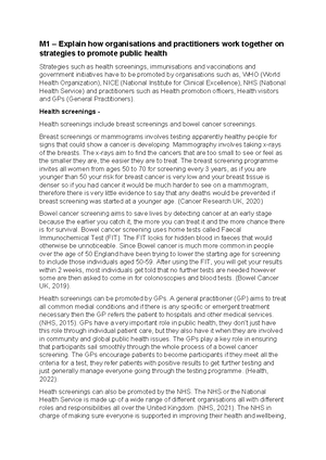 D1 - Unit 1, Health and Social Care OCR level 3 - D1 – Justify the use ...