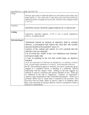 R v Barton - Summary Theories of Crime - Case Brief: R. v. Barton, 2019 ...