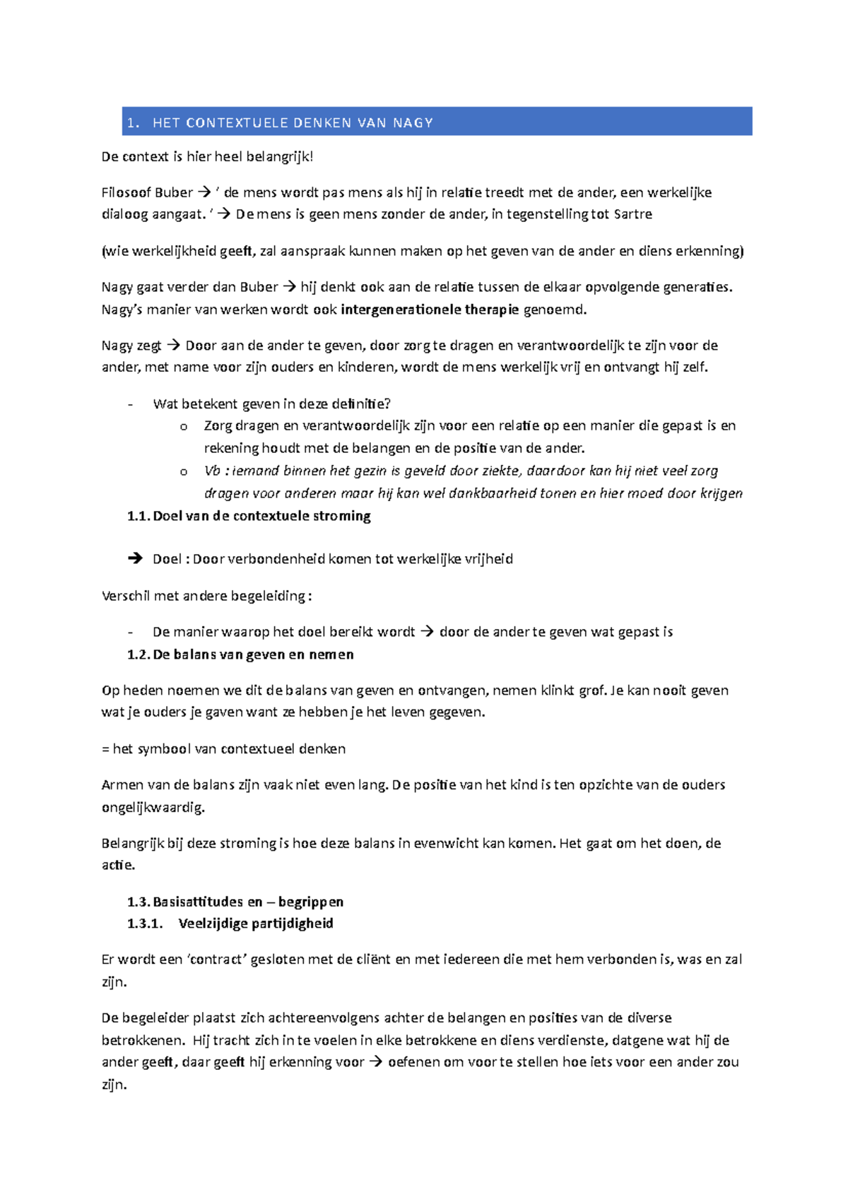 Counseling- contextueel - 1. HET CONTEXTUELE DENKEN VAN NAGY De context is hier heel belangrijk ...