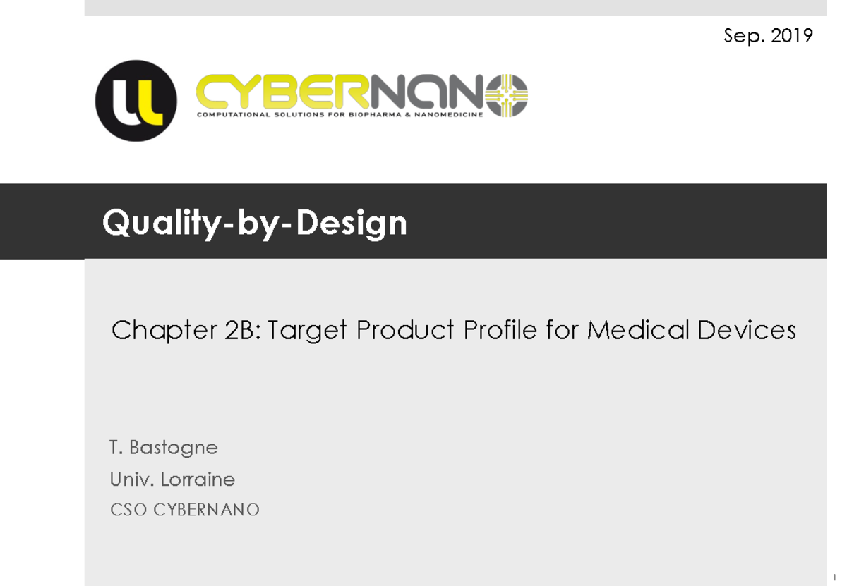 Qb D2B - Cours - Quality-by-Design T. Bastogne Univ. Lorraine CSO ...