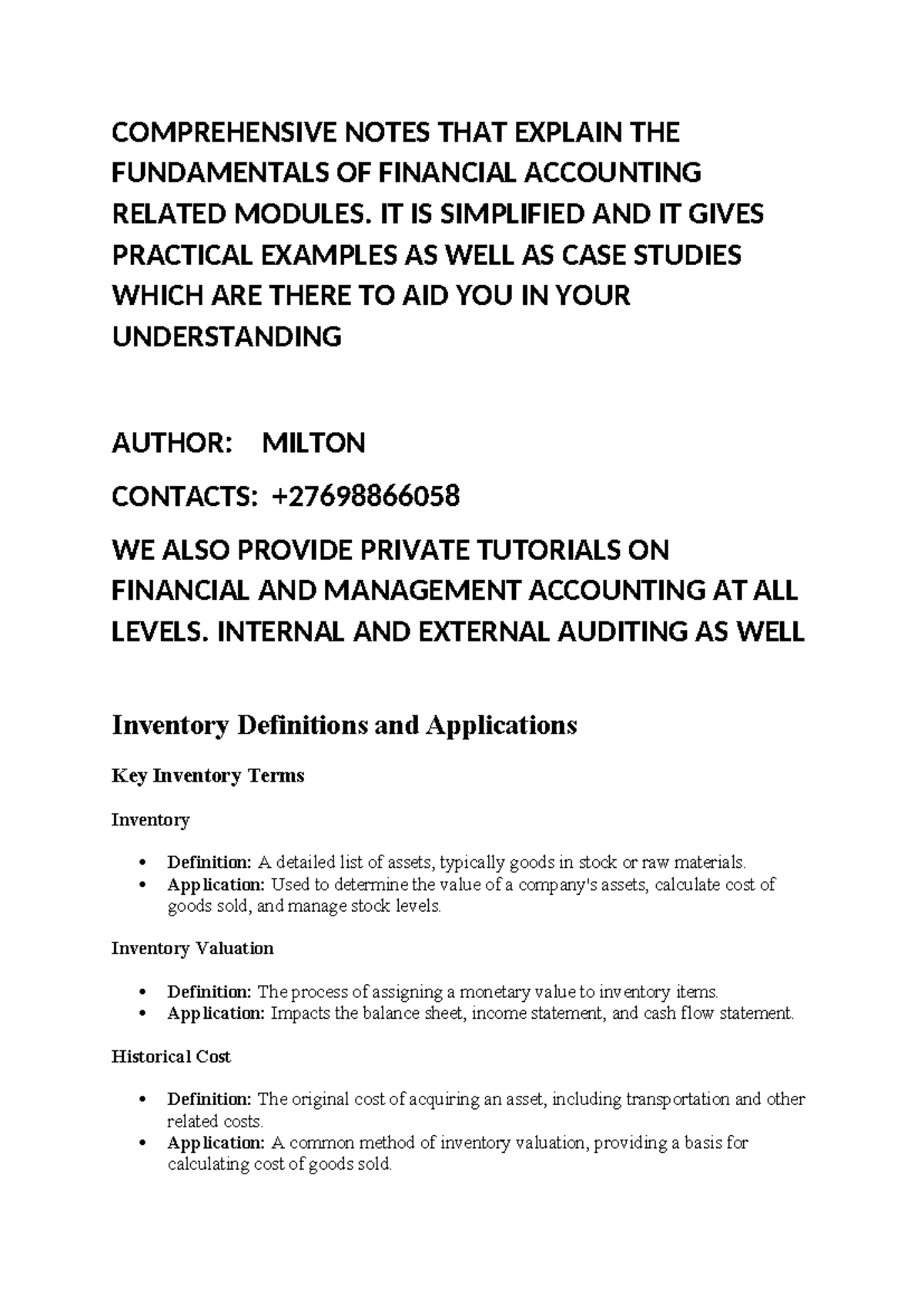 FAC Notes 3 - COMPREHENSIVE NOTES THAT EXPLAIN THE FUNDAMENTALS OF ...