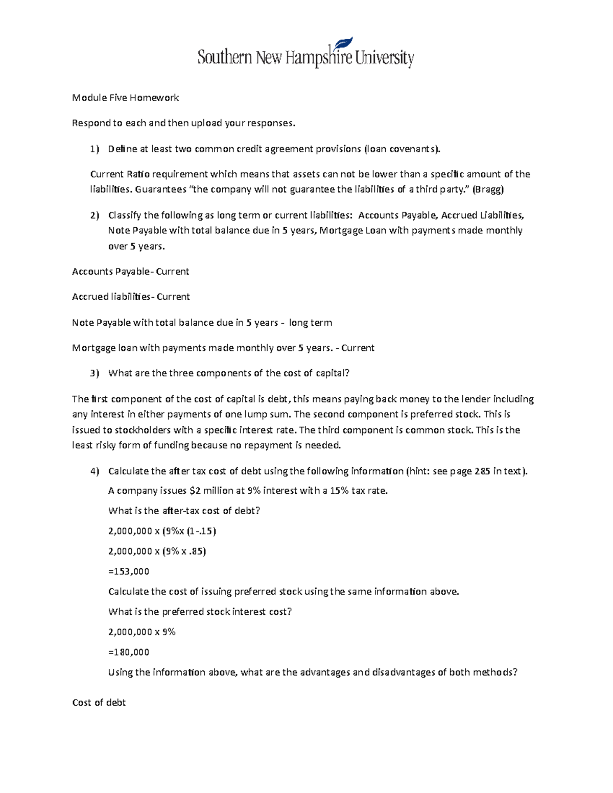 ACC 340 Module Five Homework - Module Five Homework Respond to each and then upload your ...