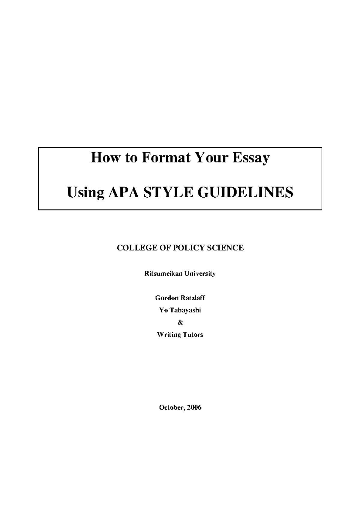 APA en - APA GUIDELINES FOR ENGLISH ESSAY. USE THIS. - How to Format ...
