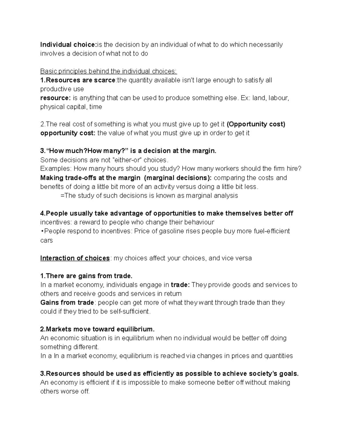 Economics lecture notes for the year 2021 - Individual choice: is the ...