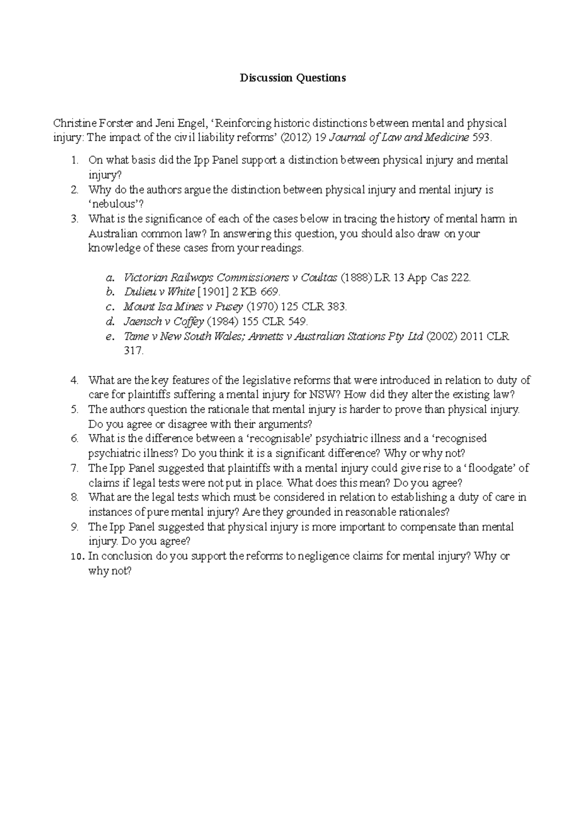 Forster Engel - discussion questions - Discussion Questions Christine ...