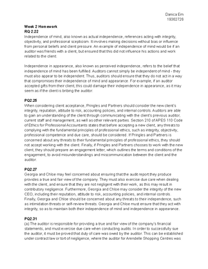 Role Play 5 - role play example - Role Play 5 Scenario: Senior auditor ...