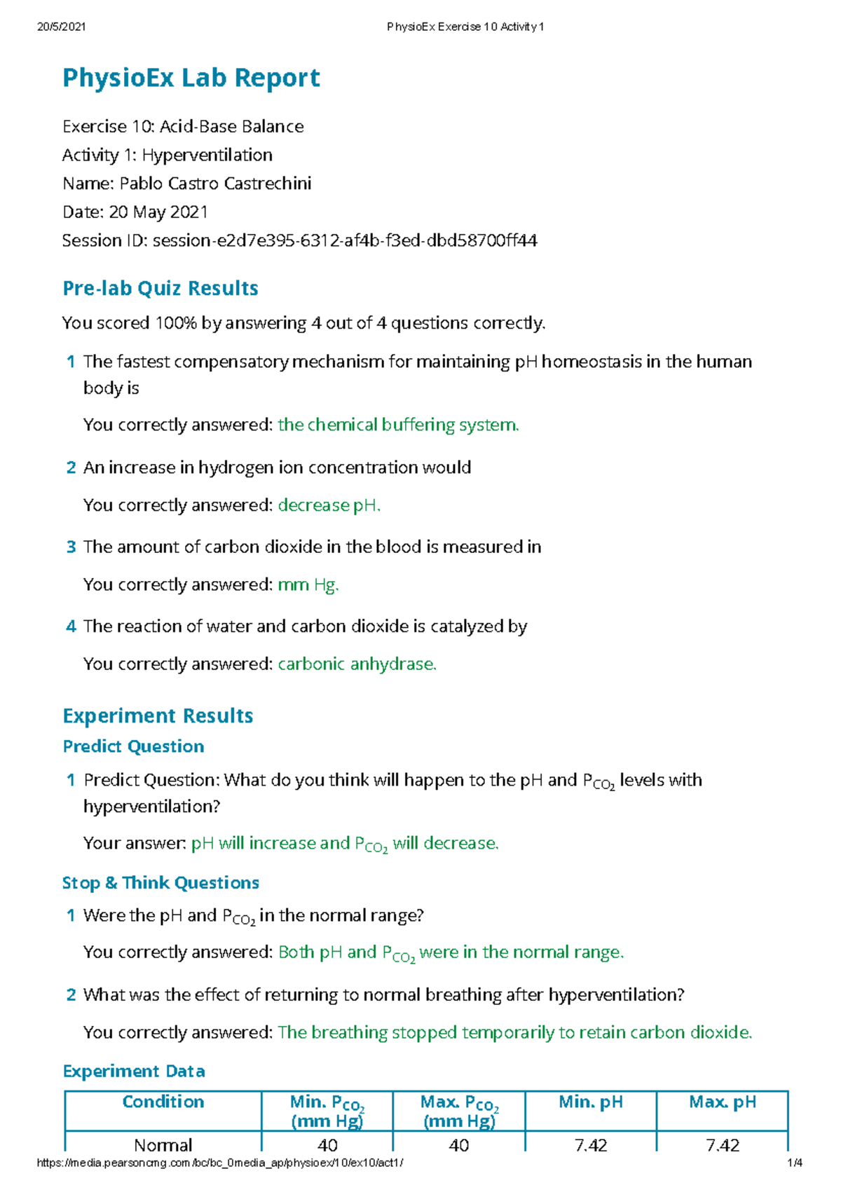 Physio Ex Exercise 10 Activity 1 - PhysioEx Lab Report Exercise 10 ...