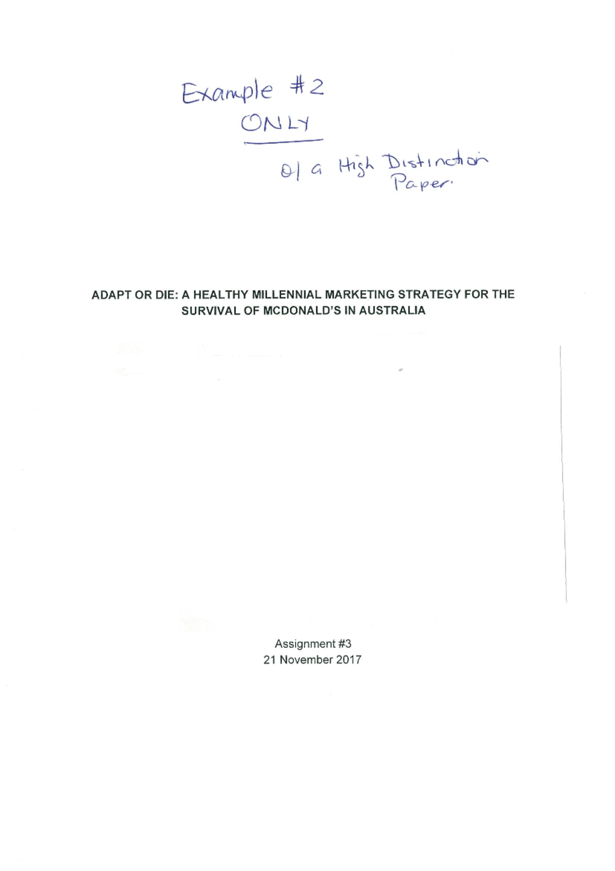 Sample Paper HIGH Distinction Assignment 3. Mac Donalds Australia ...