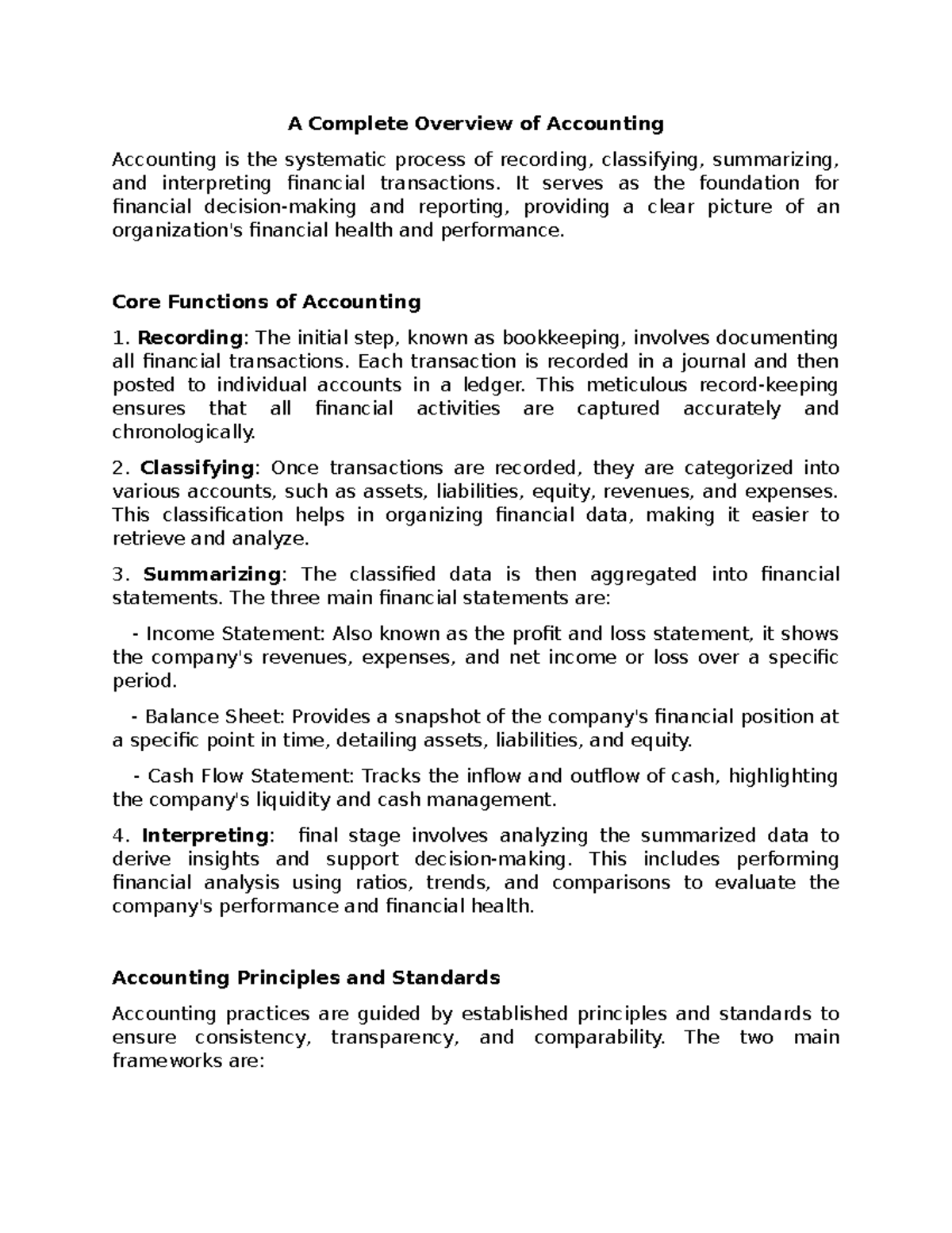 A Complete Overview of Accounting - A Complete Overview of Accounting ...