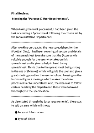 Unit 9 spreadsheet development assignment - Assignment title Reward Trip Information Assessor ...