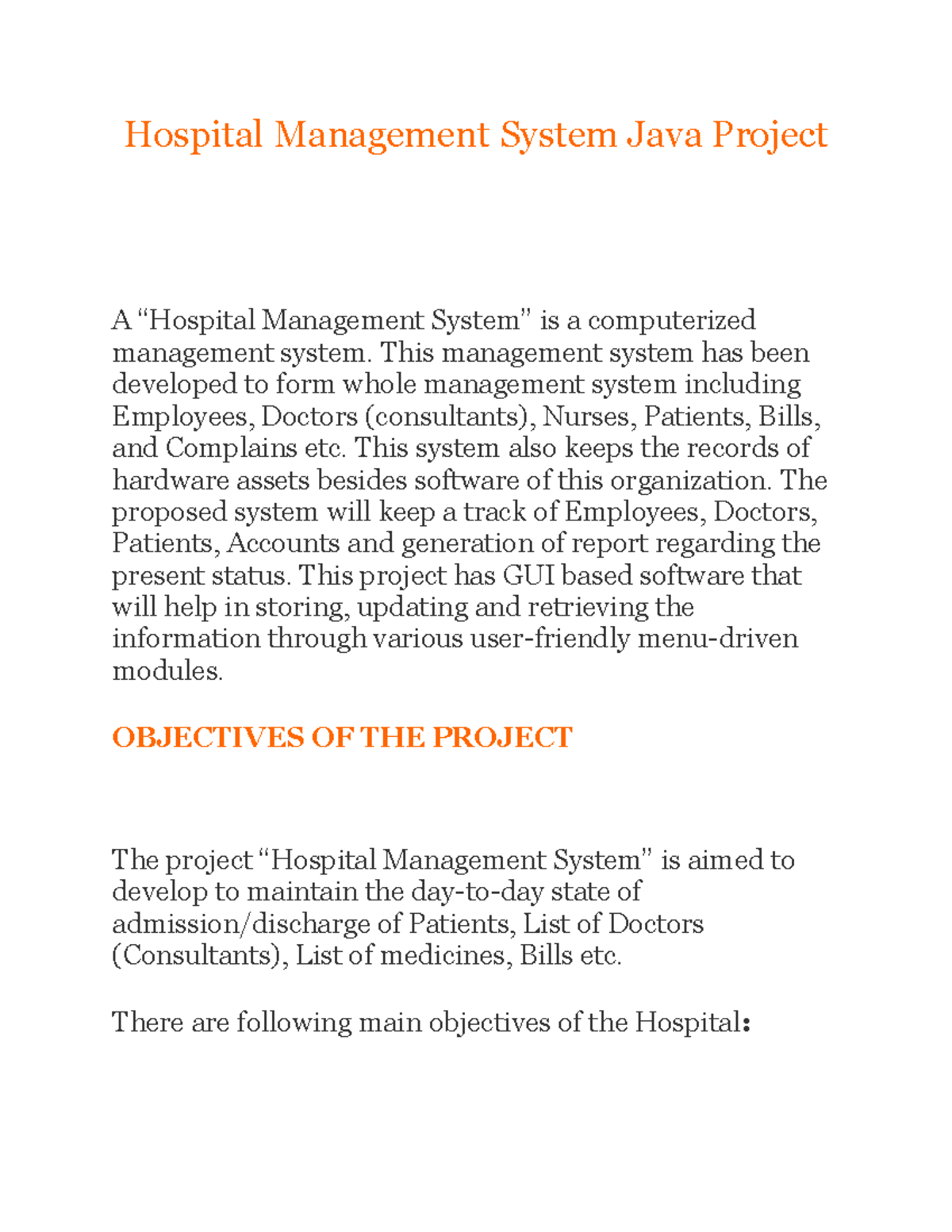 Hospital Management System Java Project - This management system has been developed to form ...