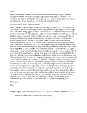 DQ week 3 - MGT-410 - DQ 1 Review the discussion on the concept of ...