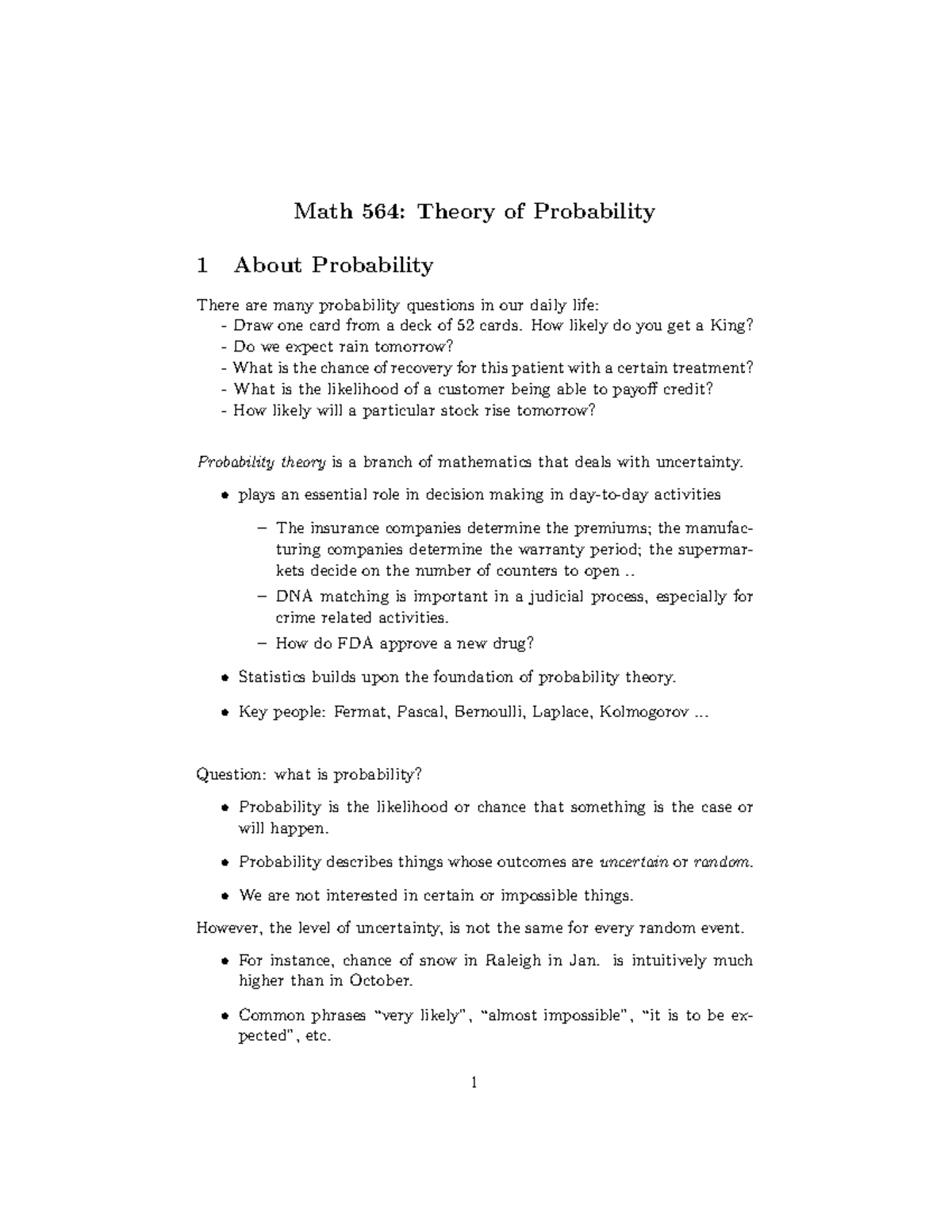 Chap1 of STAT564 Therory of Probability - Math 564: Theory of ...