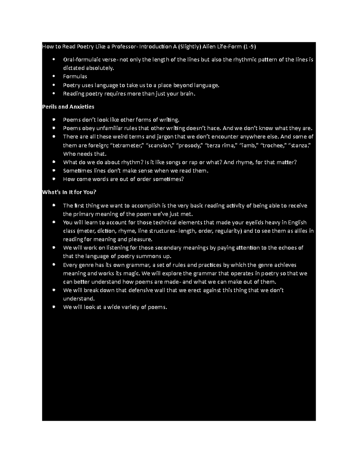 How to Read Poetry Like a Professor Introduction 1-9 - Formulas Poetry ...