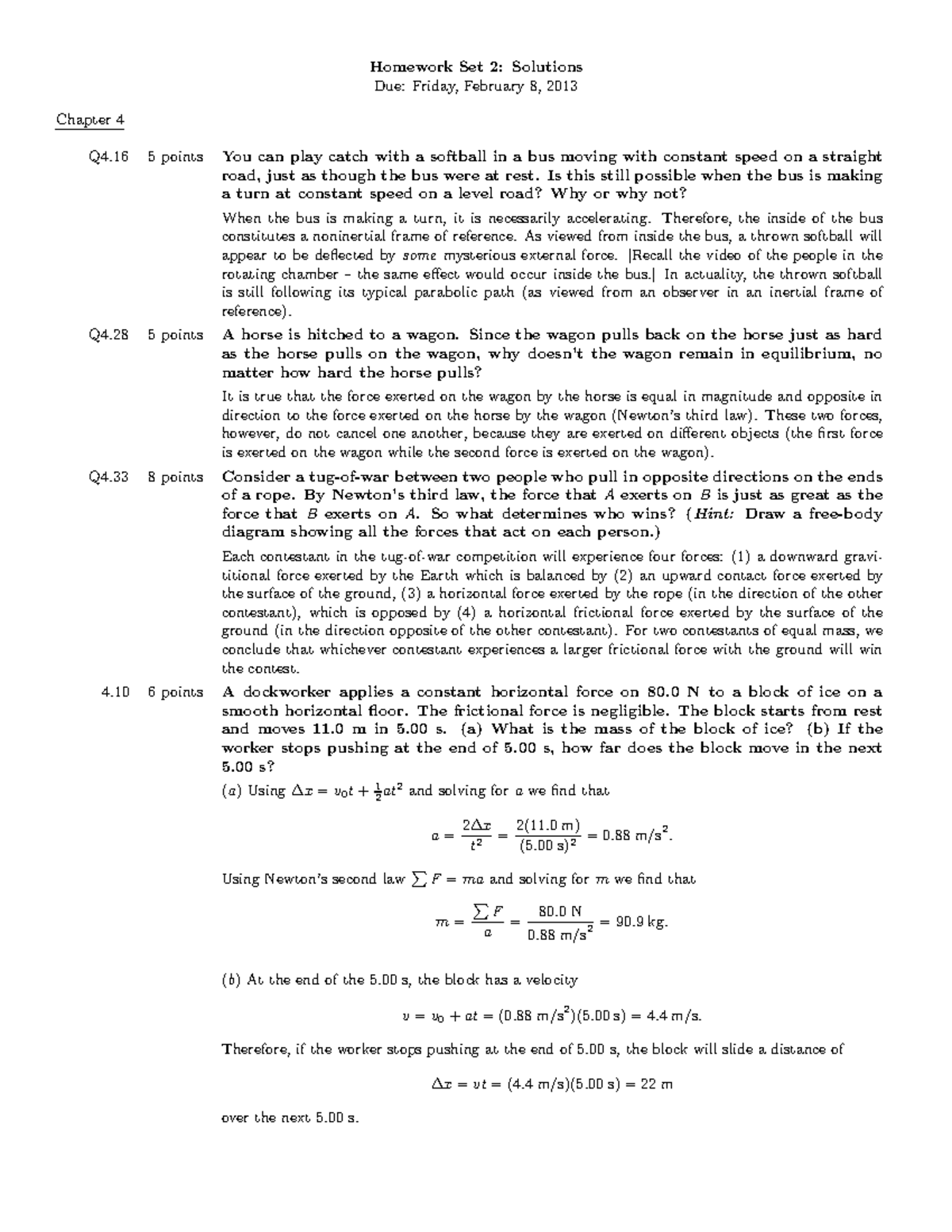 Physics Homework - Practice reviewer - Homework Set 2: Solutions Due ...