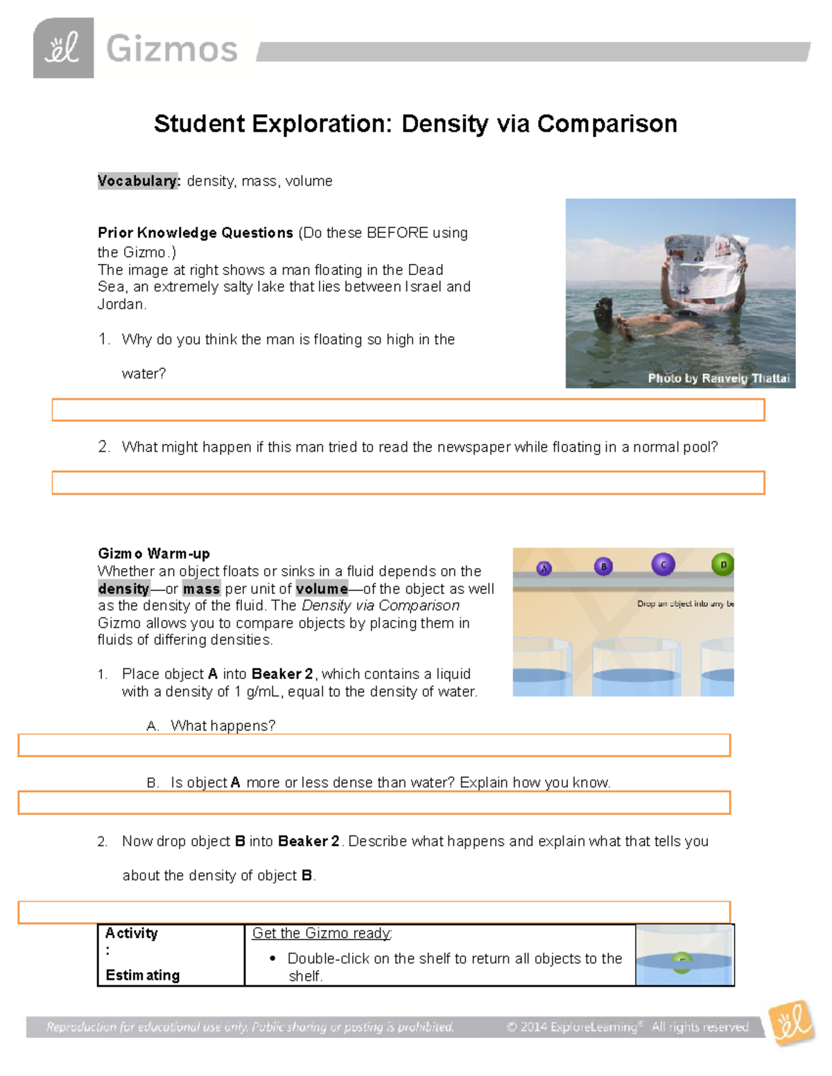 Annotated-Density Comparison SE - 2019 Student Exploration: Density via ...