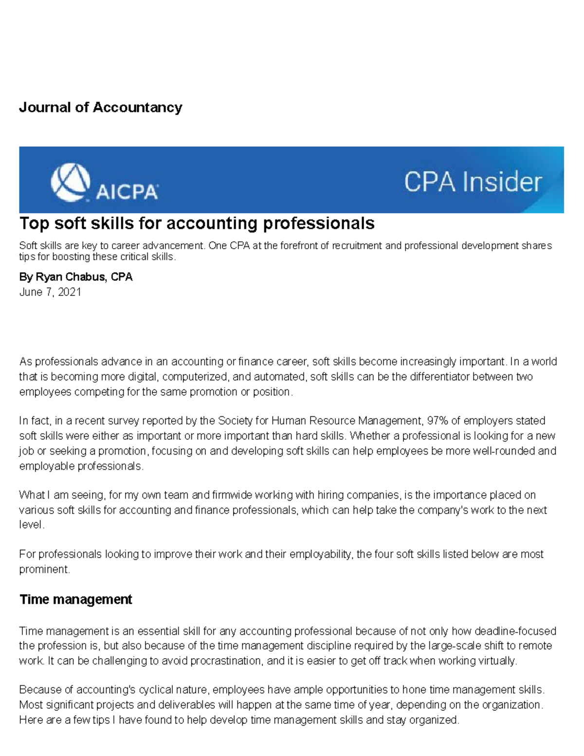 Top soft skills for accounting professionals - ACC 2013 - UTSA - Studocu