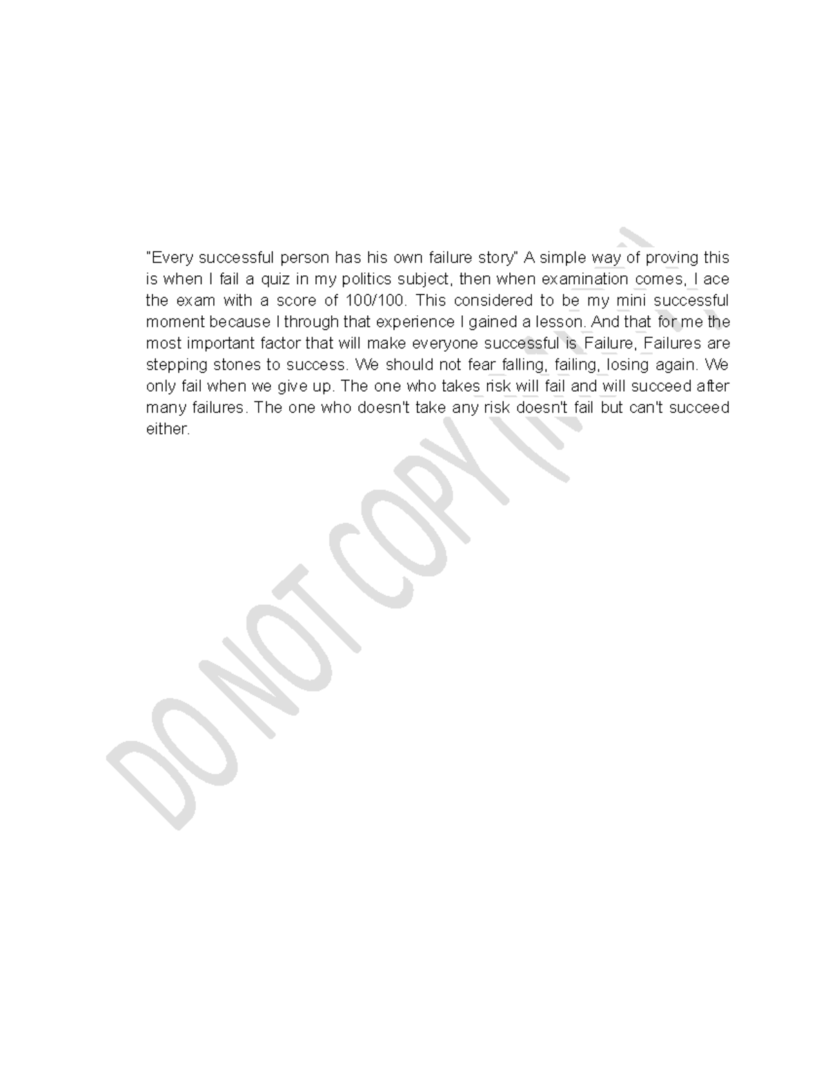 16 - Essay - “Every successful person has his own failure story” A ...
