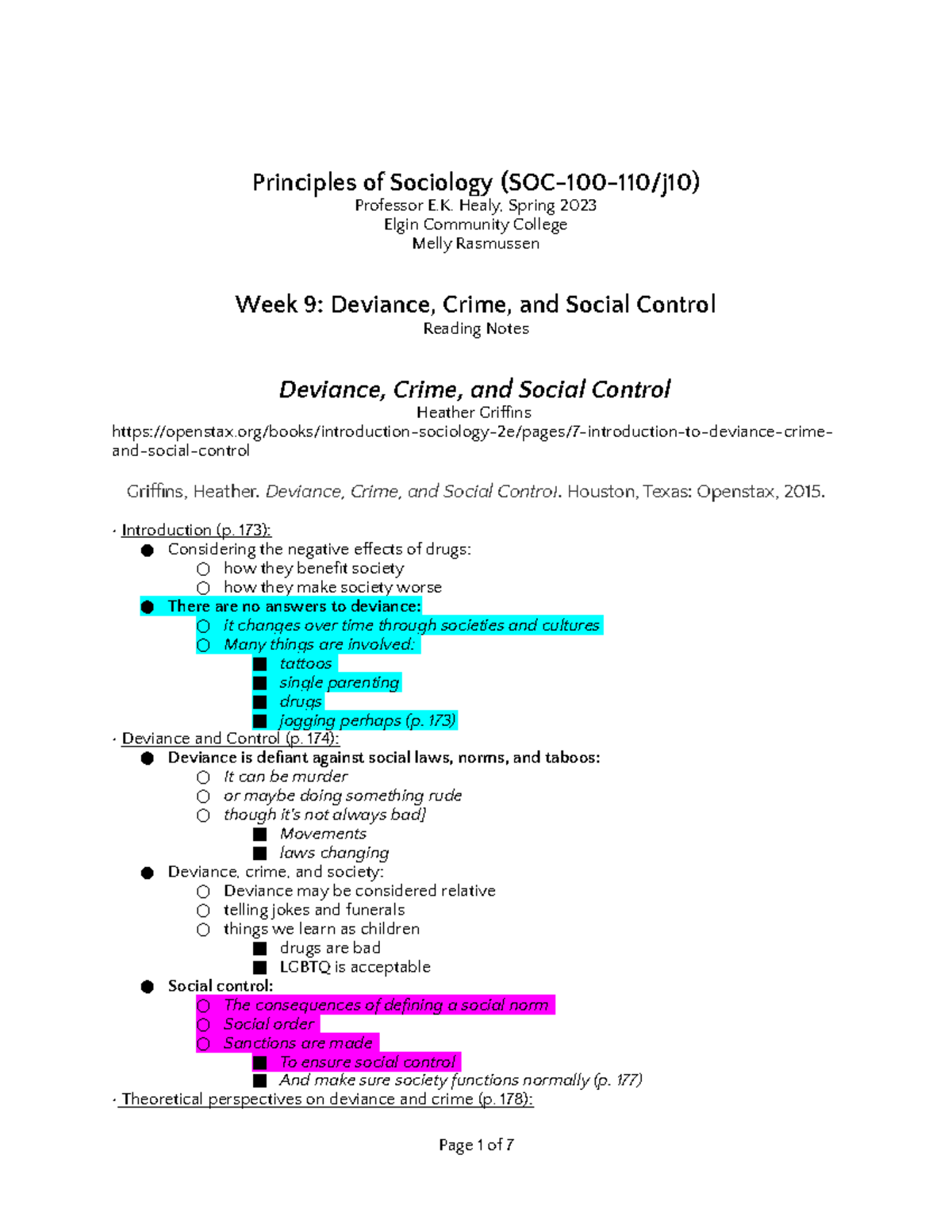 Deviance crime and soical control Notes - Principles of Sociology (SOC ...