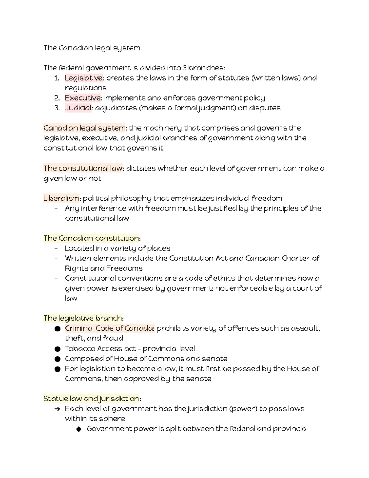 Chapter 2 the Canadian legal system - The Canadian legal system The ...
