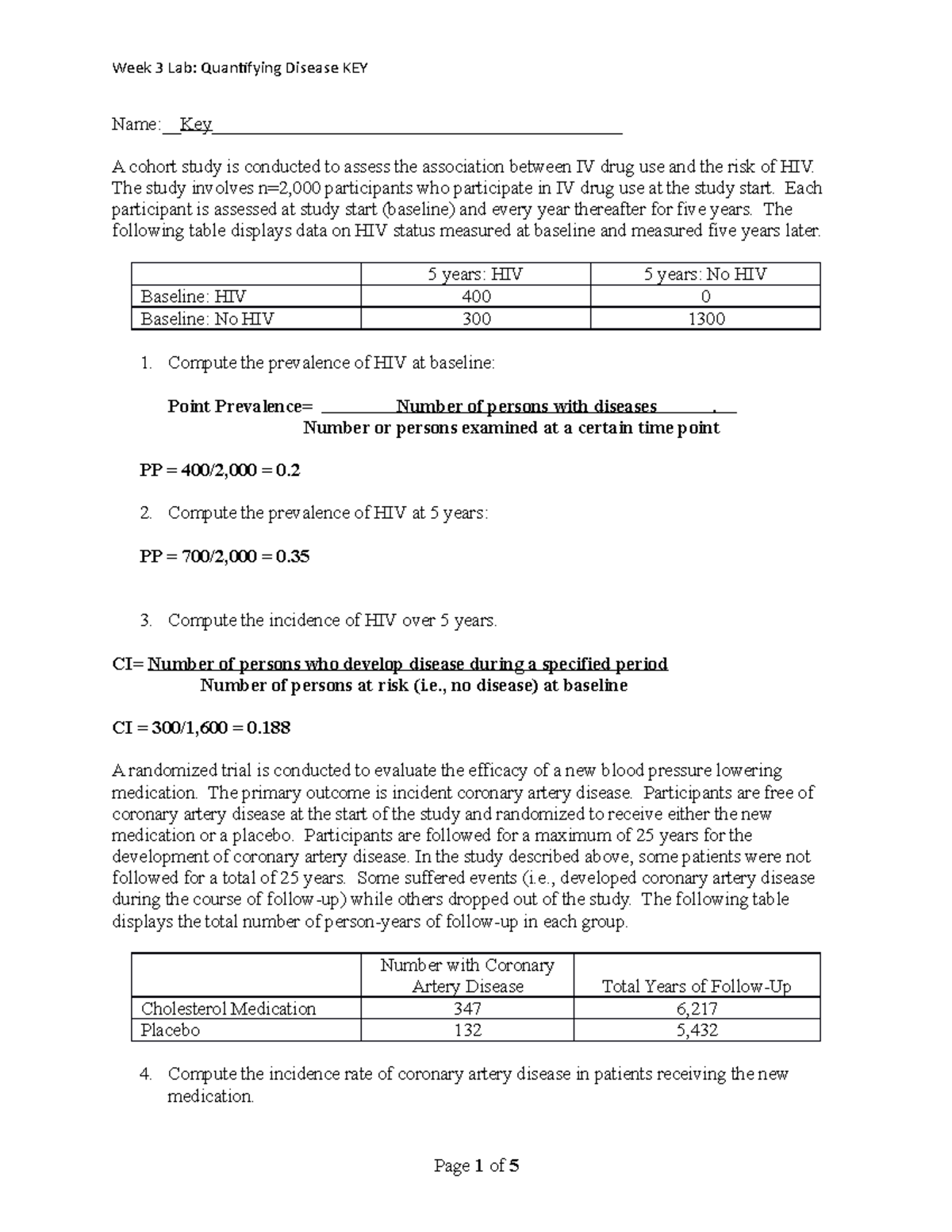 M03 KEY Lab Quantifying Disease - Name:Key__________________________________________ A cohort ...