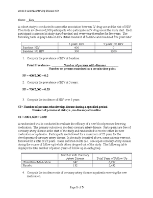 M02 KEY Lab Study Designs - Module 2: Study Designs Lab KEY EPBI 2219 Identify the following as ...