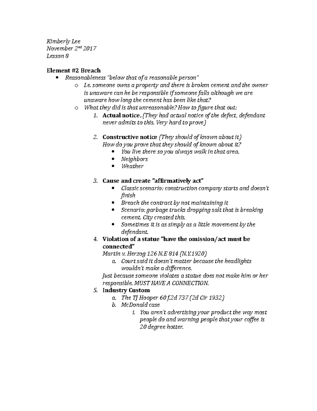 Lesson 8 - Lecture notes 8 - Kimberly Lee November 2nd 2017 Lesson 8 ...
