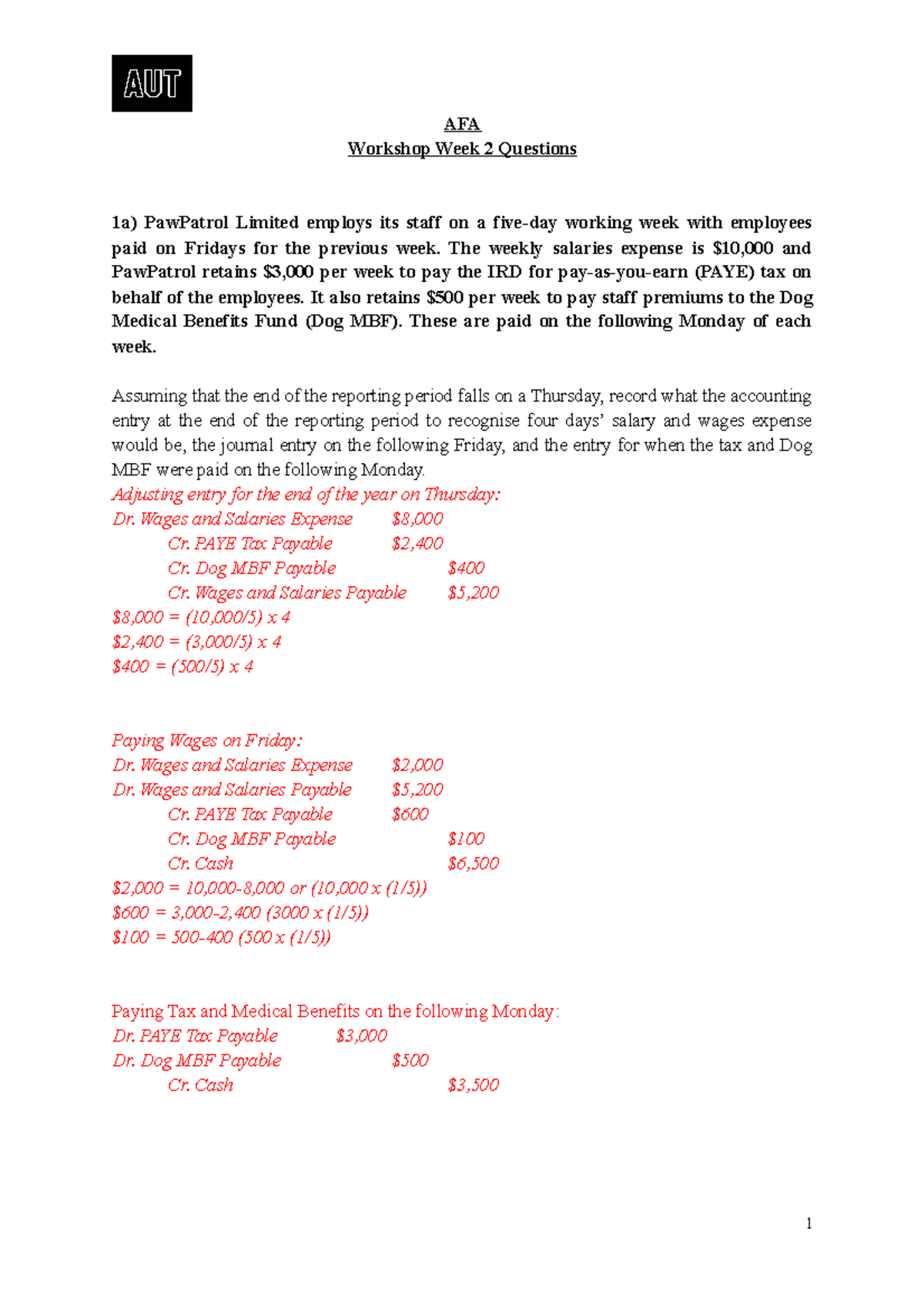 W2 Work Q - Given questions with answers for understanding learning in weeks 1 and 2 - AFA ...