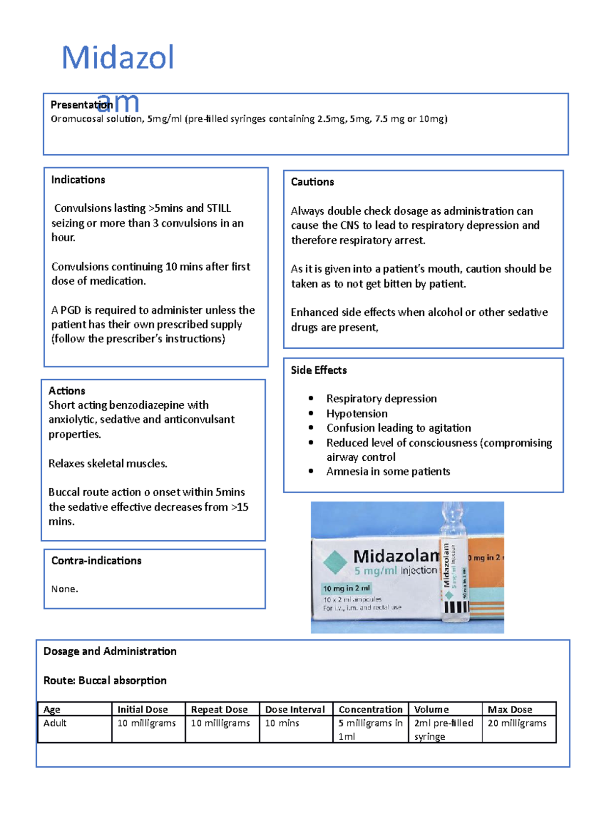 Midazolam - cheat sheet for understanding technician drugs - Dosage and ...